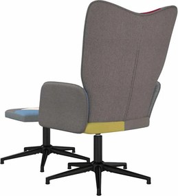Relaxační křeslo se stoličkou patchwork textil 328188