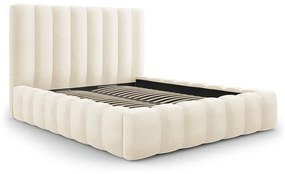 Béžová čalouněná dvoulůžková postel s úložným prostorem s roštem 200x200 cm Kelp – Micadoni Home