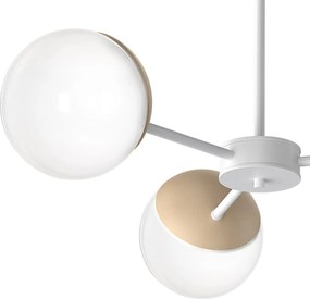 Stropní svítidlo Sfera, 3x bílé skleněné stínítko, w/dřevo, x