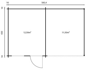 Domek Wikina 450x595cm, 2,7m terasa, 45mm