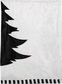 Bílo-černý plyšový pléd se stromky Black&White X-Mas - 130*170 cm