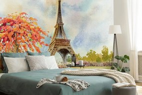 Samolepící tapeta Eiffelova věž v pastelových barvách - 300x200 cm