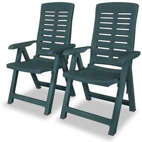 Polohovatelné zahradní židle 2 ks plastové zelené,  43896