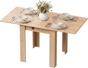 HOMCOM skládací jídelní stůl pro 4 osoby, do obývacího pokoje, jídelny, 140x70x77 cm, dub