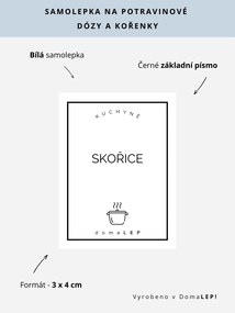 Samolepka na kořenky SKOŘICE bílá 3 × 4 cm základní písmo