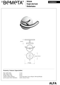 Bemeta Design ALFA: Háček, dvojitý -