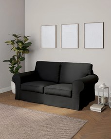 Potah na pohovku IKEA  Ektorp 2-místná, rozkládací, STARÝ MODEL barva černá látka pletený vzor