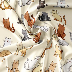 Povlečení z mikrovlákna COLORED CATS krémové Rozměr povlečení: 2 ks 70 x 90 cm | 200 x 220 cm