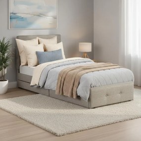 Postel s úložným prostorem, světle šedá, 90x200, DOREA Kondela 0000413712
