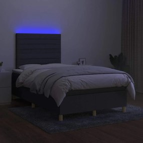 Box spring postel s matrací a LED tmavě šedá 120x190 cm textil 3270254