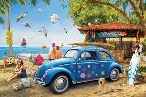 EUROGRAPHICS Puzzle VW Brouk a surfaři / 1000 dílků / 68 x 48 cm