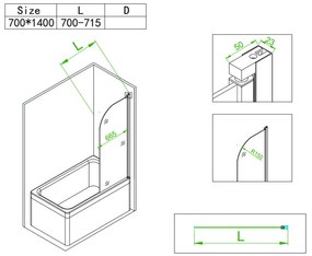 BPS-koupelny Jednodílná vanová zástěna HYD-PR01 70x140 zlatá/transparent