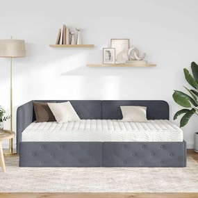 Rohový rám postele Tmavě šedá 90 x 200 cm samet 3394083
