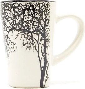 Kameninový espresso hrnek Strom, 100 ml – bílý, s motivem stromu, severský design