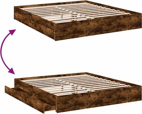 Rám postele se zásuvkami kouřový dub 200 x 200 cm kompozit 3280633