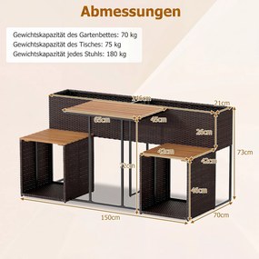 Costway Set zahradního nábytku s vyvýšeným zahradním lůžkem PE ratanový zahradní