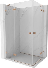 Mexen Lunar Duo, výklopný sprchový kout 110 x 80 cm, 8mm čiré sklo, profil měděná matná, 834-110L-080P-65-00
