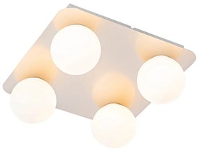 Moderní koupelnové stropní svítidlo ocelové hranaté 4-světelné - Cederic
