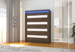 ADRK Furniture Posuvná skříň s lacobelem a LED osvětlením MARTINEZ 150 ADRK-SW-MAR-CHWL-150-L