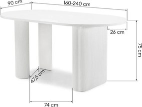Jídelní rozkládací stůl Audrey 160/240 cm bílý