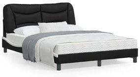 Rám postele s LED osvětlením černý a bílý 120x200 cm umělá kůže,  3213925