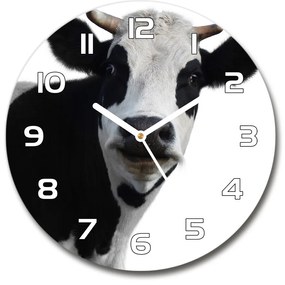 Wallmuralia Skleněné hodiny kulaté Strakatá kráva fi 30 cm