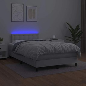 Box spring postel s matrací a LED bílá 120 x 190 cm umělá kůže 3270136
