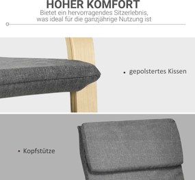 HOMCOM Relaxační křeslo polohovatelné s polštářem Otočná židle jídelní židle vzhled lnu tmavě šedá bříza 66,5x80x99cm do obývacího pokoje | Aosom.de