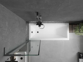 Mexen Next L, 1-křídlová vanová zástěna 50 x 150 cm, 6mm čiré sklo-černý vzor, ​​grafitový profil, 895-050-000-03-70-95