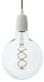 creative cables Závěsná lampa se spirálovým textilním kabelem a bílými detaily z porcelánu Barva: Bílá-Tc43