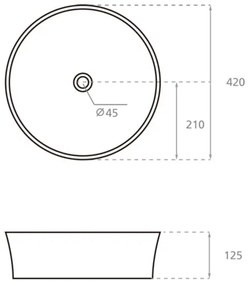 Bathco 4087 - Umyvadlo na desku VOLTA pr. 42 cm porcelán/bílá