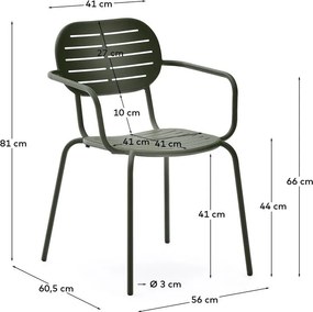Tmavě zelená kovová zahradní židle Brai – Kave Home