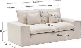 Béžová lněná pohovka 240 cm Anarela – Kave Home