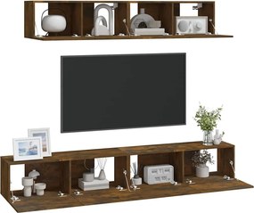 4dílný set TV skříněk kouřový dub kompozitní dřevo 3114531