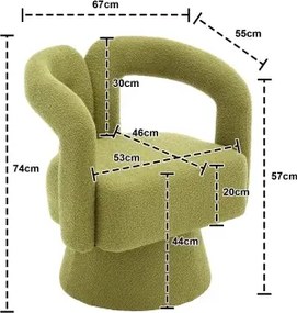 Aosom Otočná čalouněná židle, čalouněná boucle látkou, válcovitý design, olivově zelená