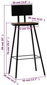 vidaXL Marketos Barové židle 2 ks masivní recyklované dřevo