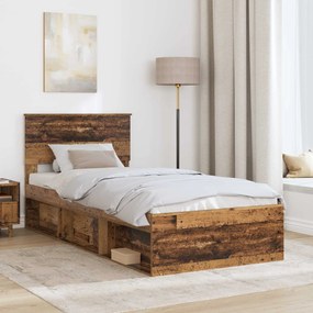 Rám postele s čelo Staré dřevo 75 x 190 cm Kompozitní dřevo 3407947