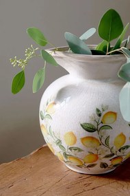 Béžový antik keramický džbán s citróny Limone Blossom - 20,5*18,5 cm