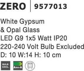 Nástěnné svítidlo NOVA LUCE ZERO G9 9577013 bez žárovky