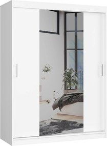 Šatní skříň posuvná se zrcadlem 150 cm bílá