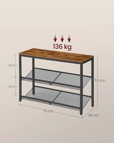 VASAGLE úložník na boty, 8 x 75 x 53 cm, hnědý – inkoustově černý