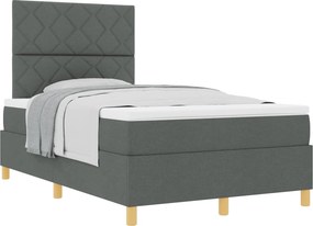Postel s boxspringem s čelo Tmavě šedá 120 x 200 cm textil 3339687