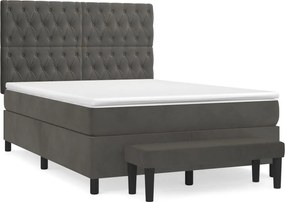 Box spring postel s matrací tmavě šedá 140x200 cm samet 3138026
