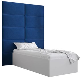 Jednolůžková postel s čalouněným čelem 90 cm Brittany 1 (bílá matná + modrá) (s roštem). 1045861