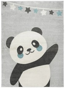 Dětský kusový koberec Emily Kids 5864A Míša Panda Béžový Modrý Rozměr: 140x190 cm
