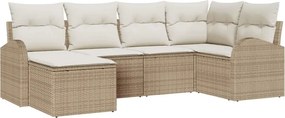 Set pohovek 6 ks Béžová a bílá polyratan 3354780