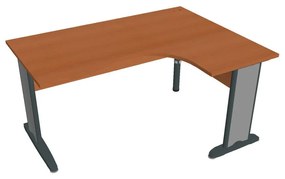 Stůl ergo vlna levý 160×120/80 cm - Hobis Cross CE 2005 L Dekor stolové desky: třešeň, Dekor lamino podnože: třešeň, Barva nohou: černá