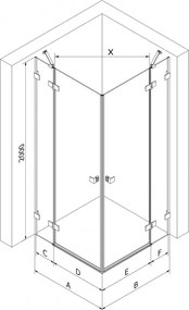 Mexen Lunar Duo, výklopný sprchový kout 90 x 75 cm, 8mm čiré sklo, grafitový profil, 834-090L-075P-95-00