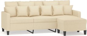 3místná pohovka s podnožkou krémová 180 cm textil 3201091