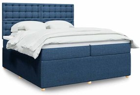 Box spring postel s matrací modrá 200x200 cm textil 3292183